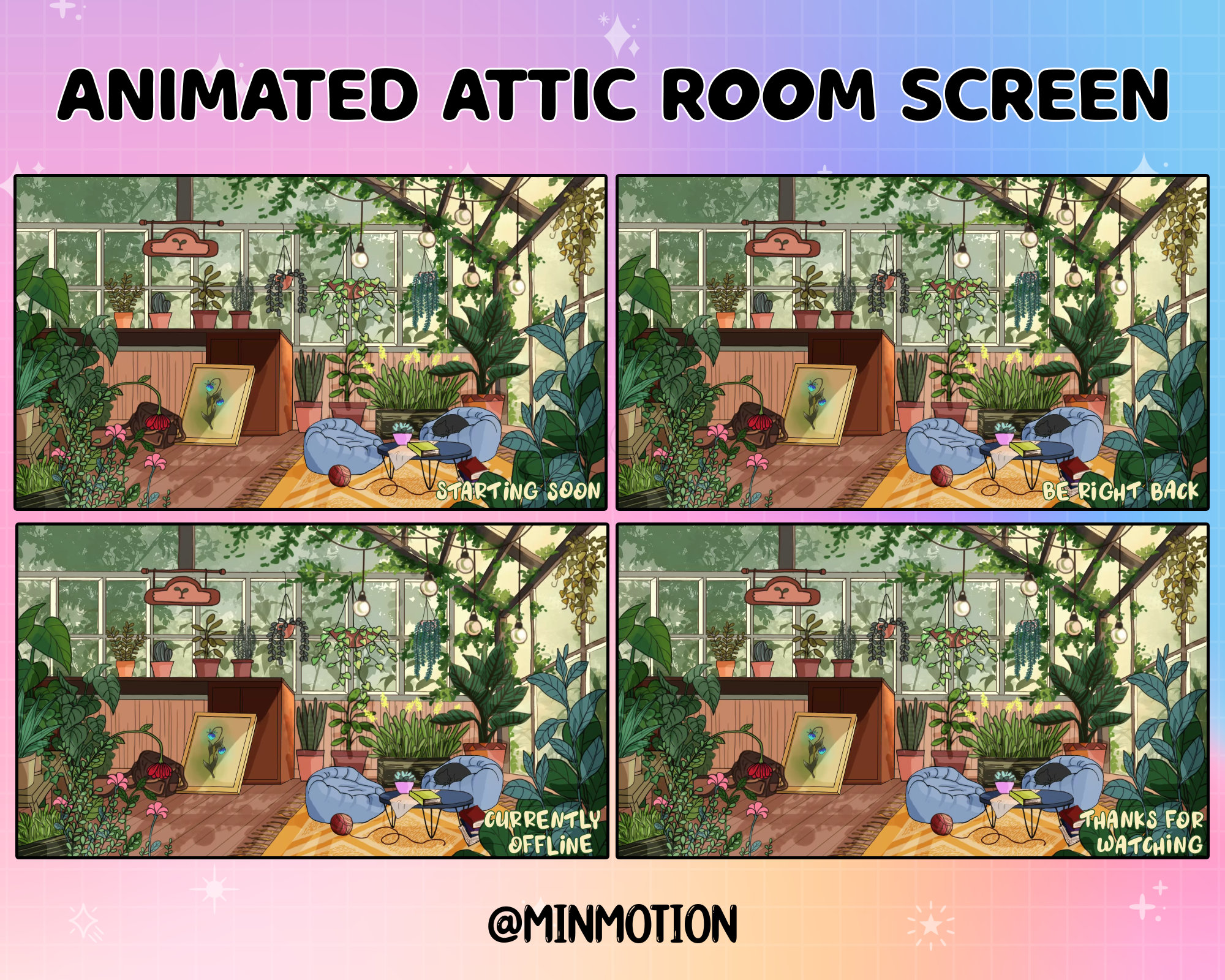 Animated Attic Room Twitch Screen / Kawaii Twitch Overlay / - Etsy