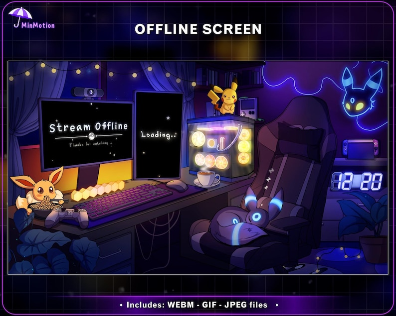 Animated Full Stream Package Pokemon Gaming Room, Cozy PC Setup Twitch ...
