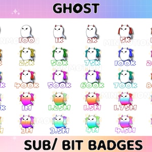 Ghost Sub Bit Badges Twitch / Ghost Spooky Witchy Bit Badges /number ...