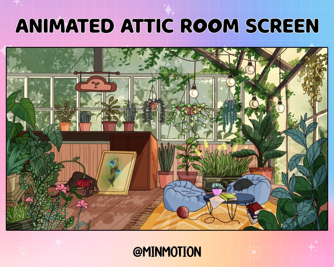 Animated Attic Room Twitch Screen / Kawaii Twitch Overlay / Setup Room ...