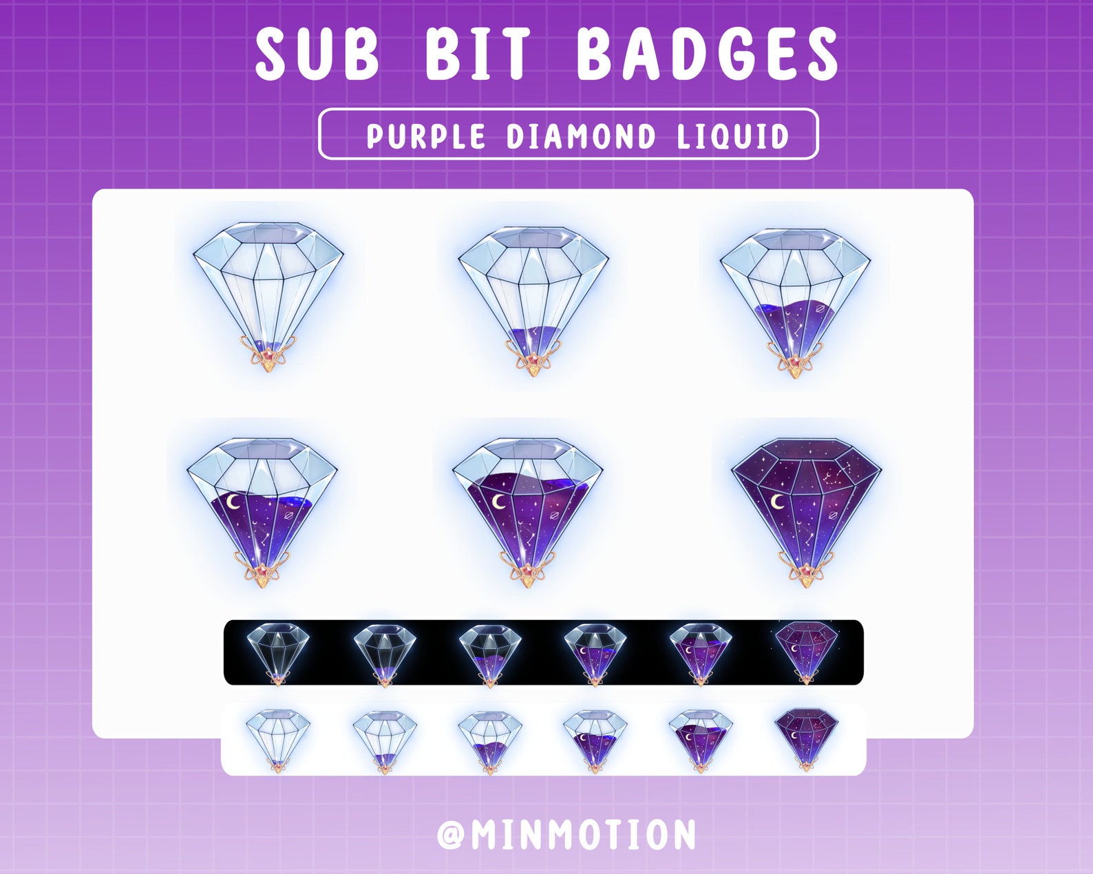 Twitch Sub Bit Badges / Dark Purple Diamond Liquid Badges for - Etsy