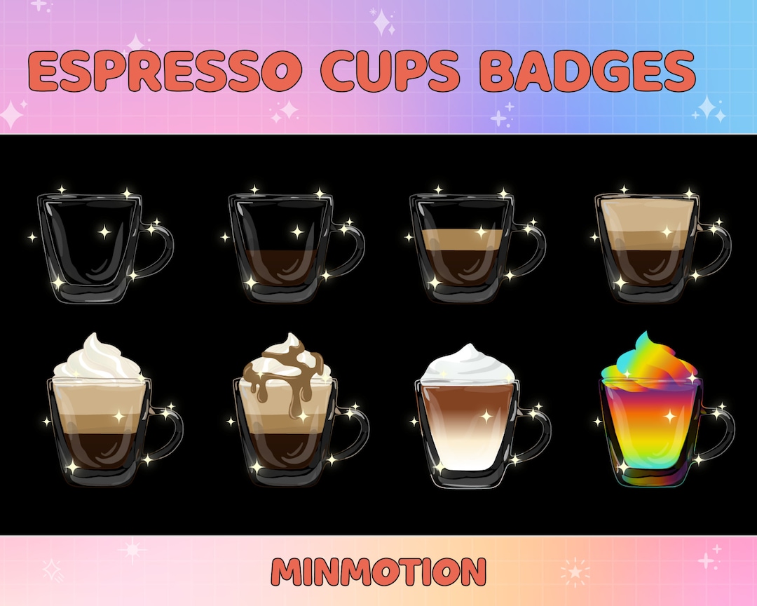 Coffee Cups Sub Badges / Coffee Tea Glasses Twitch Sub / Glass Cup ...