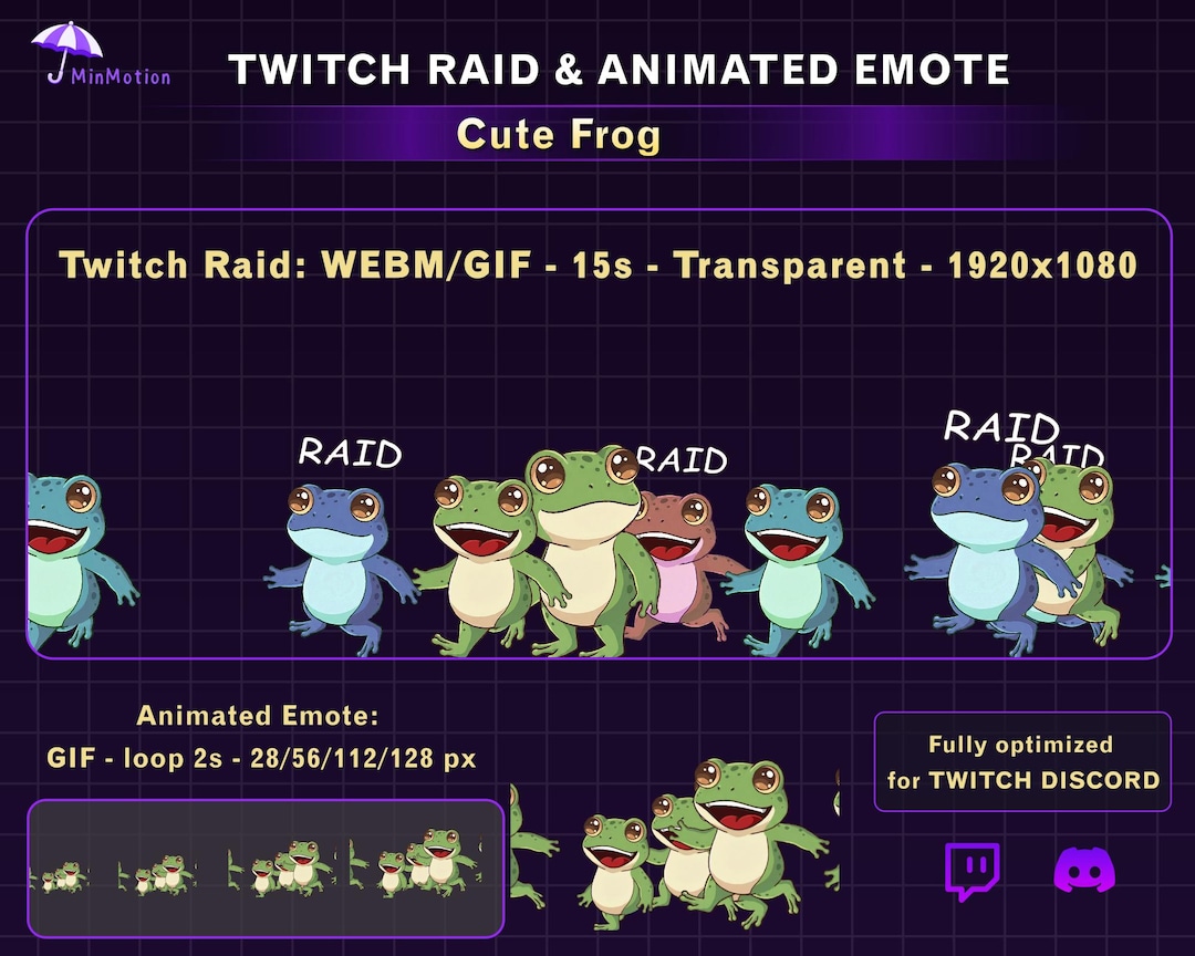 Animated Frog Running Twitch Raid Alert, Cute Frog Raid Animation With ...