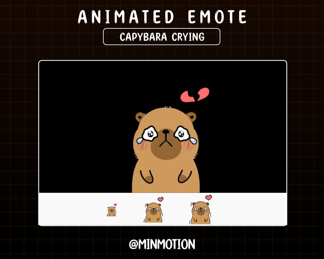 Animated Capybara Crying Emote, Emote Twitch, Sad Emote, Streamer Emote, Animated Emote, Graphic ...