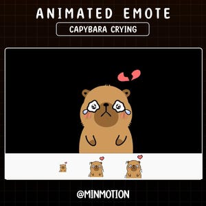 Animated Capybara Crying Emote, Emote Twitch, Sad Emote, Streamer Emote ...