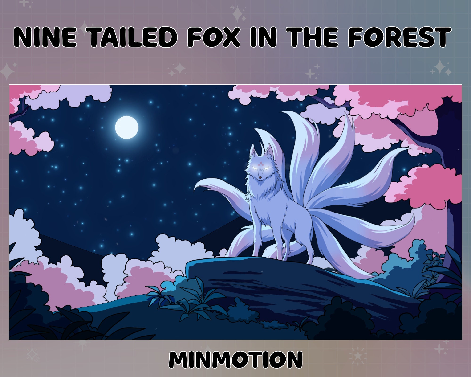 Animated Nine Tailed Fox Twitch Screen / Twitch Overlay / Sakura ...