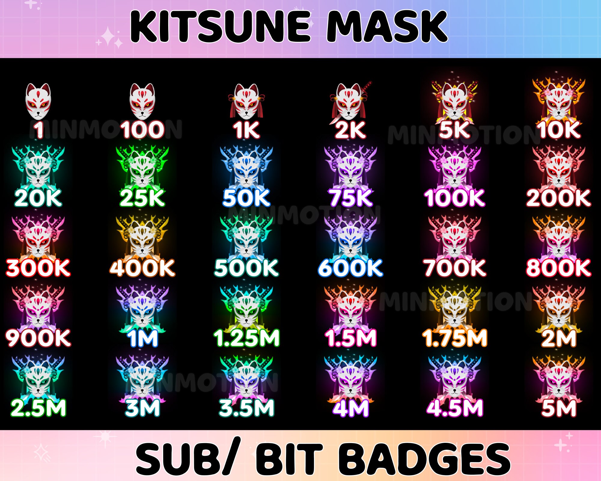 Kitsune Mask Twitch Bit Badges / Complete Twitch Bit Badges - Etsy