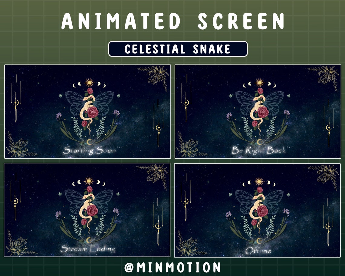 Animated Celestial Snake Twitch Stream Full Package / Luna Moth ...