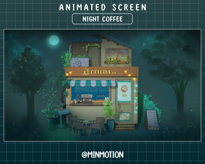Animated Night Coffee Twitch Screen / Cozy Coffee Shop / Mysterious ...