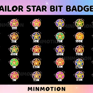 30x Cute Star Bit Badges / Complete Twitch Bit Badges Set / Twitch Tier ...