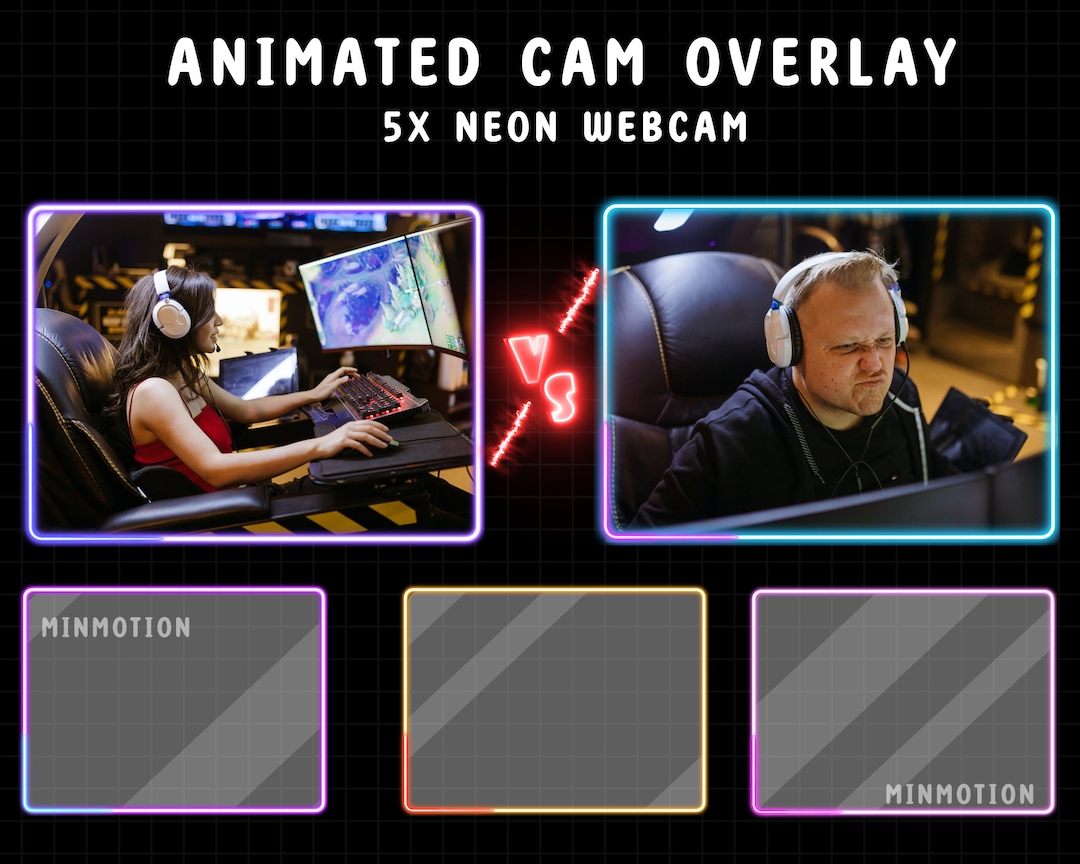 5x Neon Webcam Overlay Frame / Twitch Neon Animated Camera Border ...