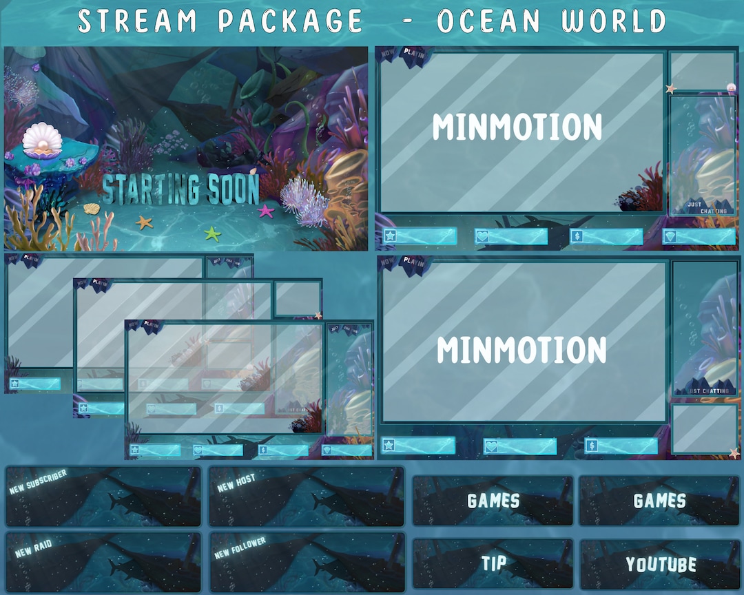 FULL ANIMATED Twitch Stream Package / Ocean Art Theme With Stunning ...