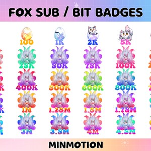 30x Fox Twitch Bit Badges / Kawai Animal Sub Badges / Bit Tier Badges ...