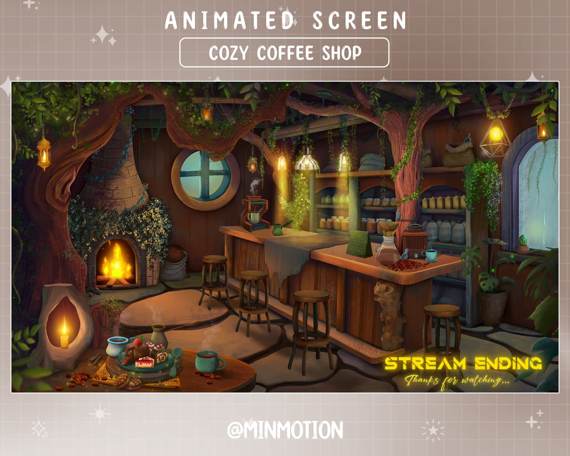Animated Cozy Coffee Shop Twitch Full Package/rainy Day Overlay / Cozy ...