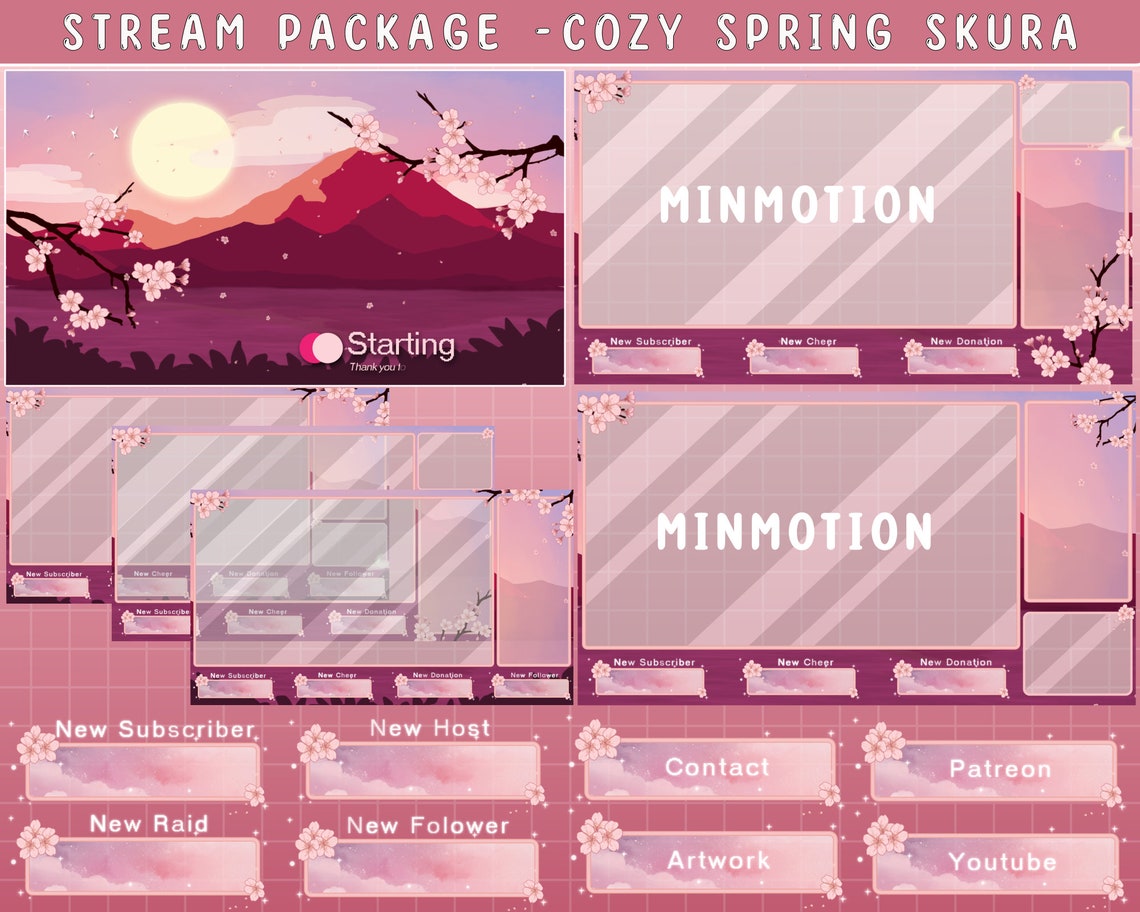 Animated Sakura Cherry Blossom Twitch Stream Package / Cozy Spring ...