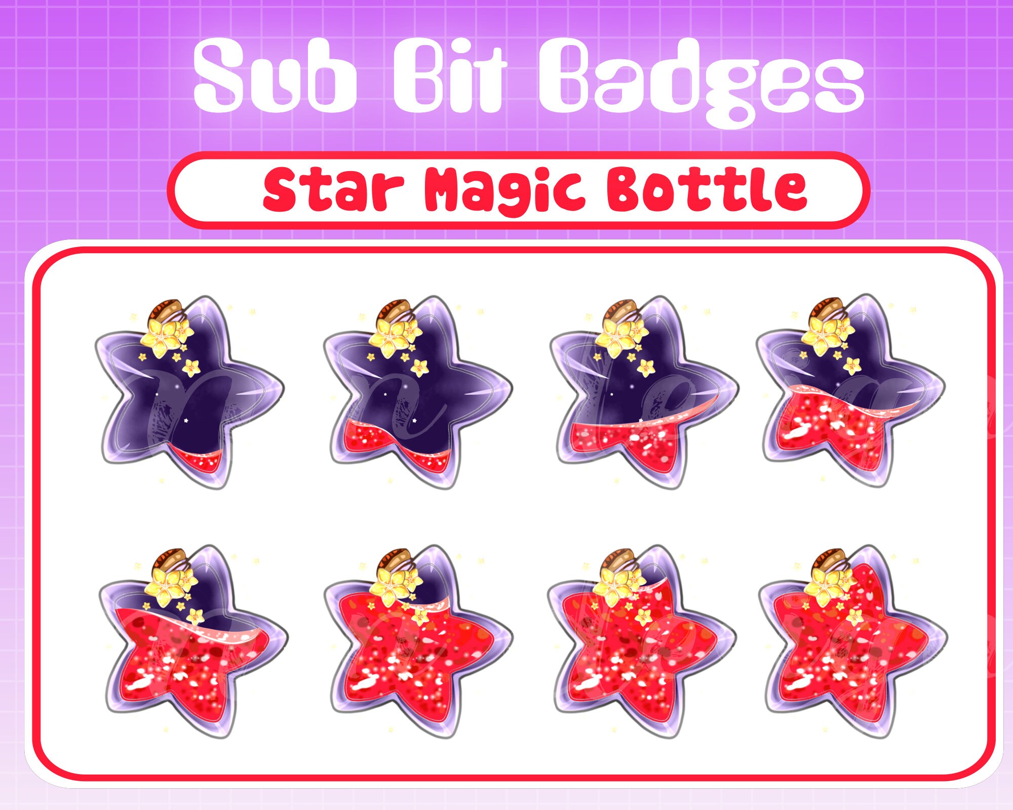 Red Magic Star Bottle / Twitch Sub / Bit Badges / Kawaii / Cute Sub ...
