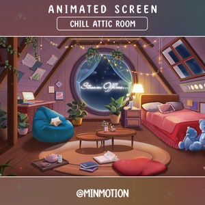 Animated Chill Attic Room Twitch Screen / Kawaii Twitch Overlay / Setup ...