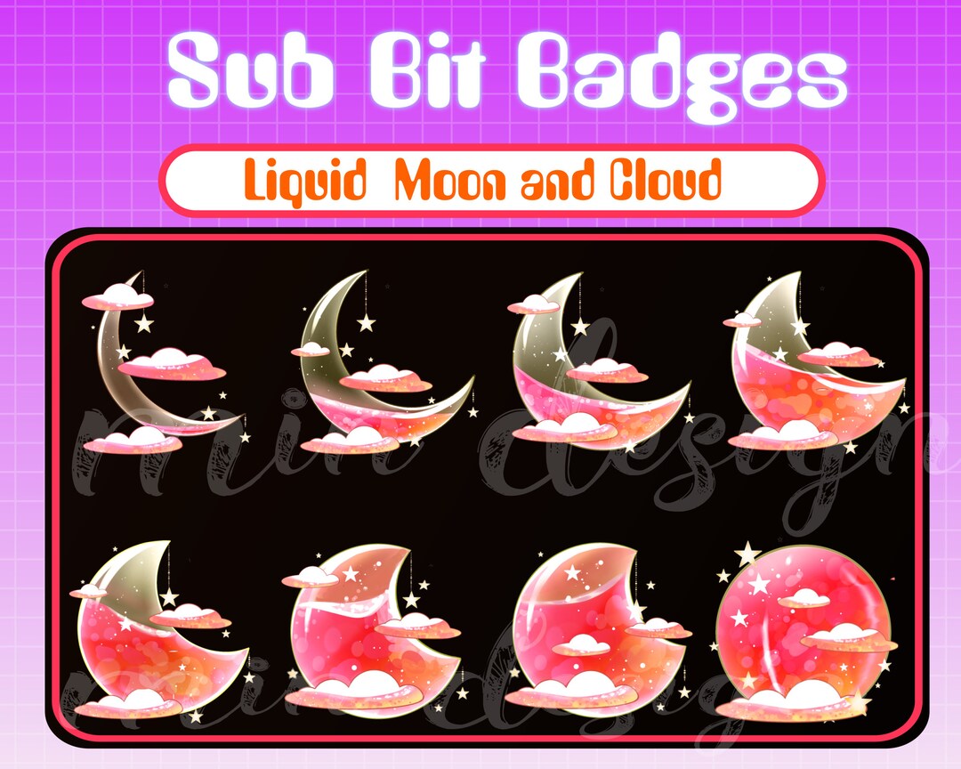Red Moon and Cloudy Sub Badges / Twitch Sub / Streamer Graphics / Star ...