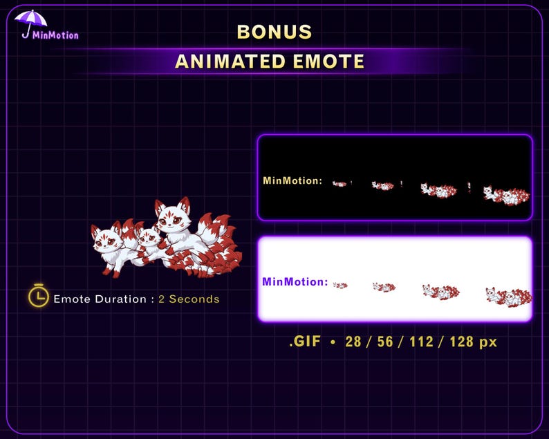 Unique Animated Cute Nine-tailed Fox Twitch Alerts Pack, Kitsune Stream ...
