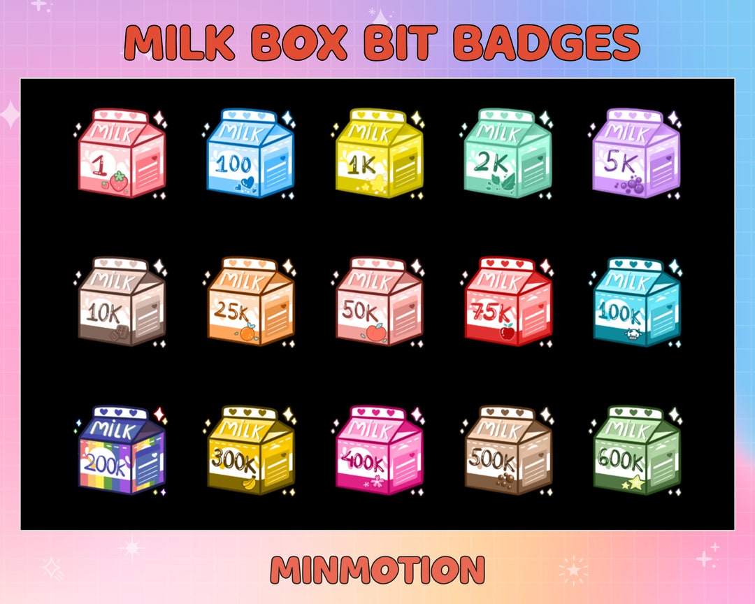Milk Box Twitch Bit Badges / Complete Twitch Bit Badges Set/ Twitch ...
