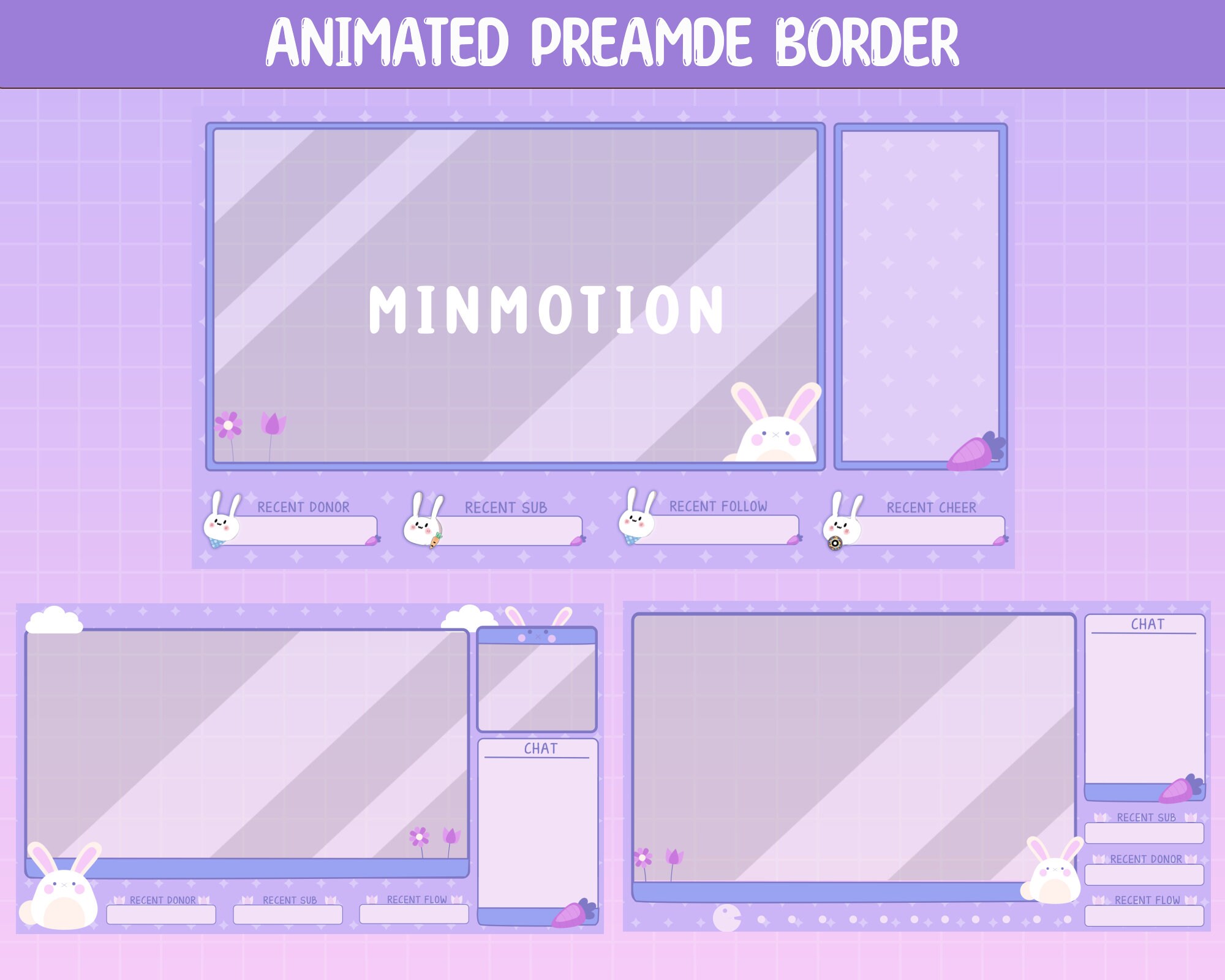 FULL ANIMATED Cute Bunny Twitch Overlay Stream Package / - Etsy