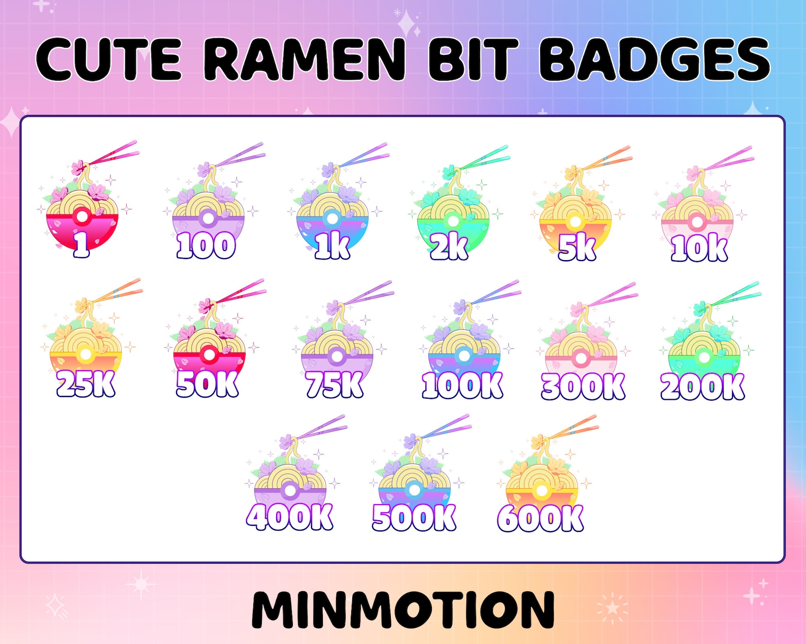 15x Cute Ramen Twitch Bit Badges / Complete Twitch Bit Badges - Etsy