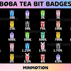 Boba Tea Twitch Bit Badges / Complete Twitch Bit Badges Set/ Twitch ...