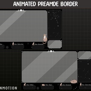FULL ANIMATED Tabby Cat Twitch Stream Package/ Celestial Night Overlays ...