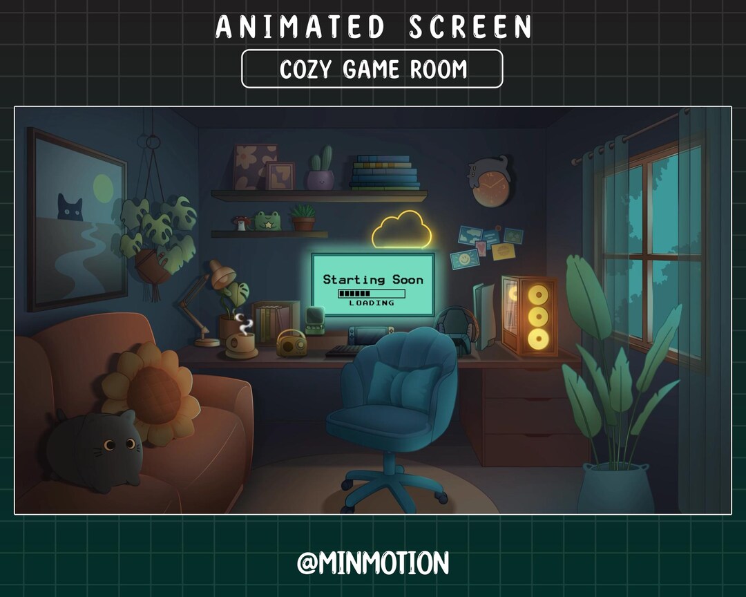 Animated Cozy Game Room Twitch Screen / Gamer Twitch Overlay/ Starting ...