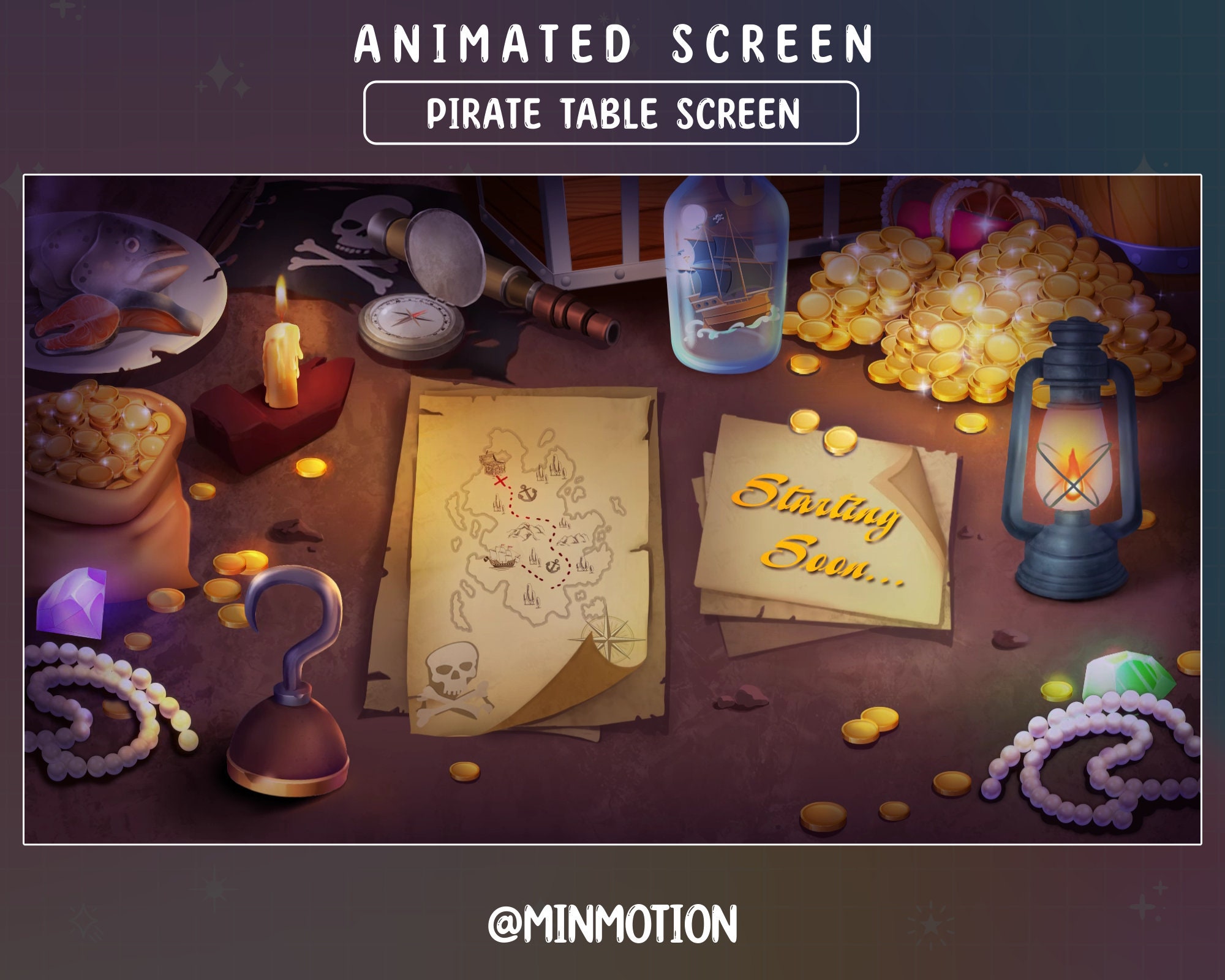 Animated Pirate Table Twitch Screen / Sea Fantasy and - Etsy