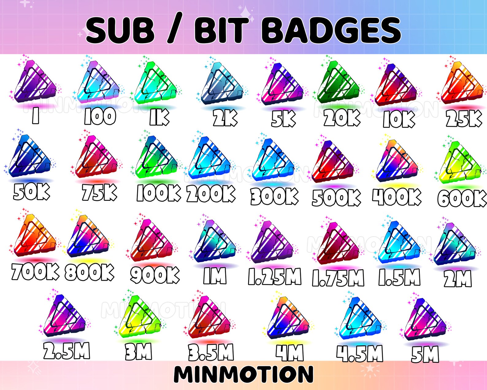 30x Triangle Stone Twitch Bit Badges / Diamond / Bit Tier Badges ...