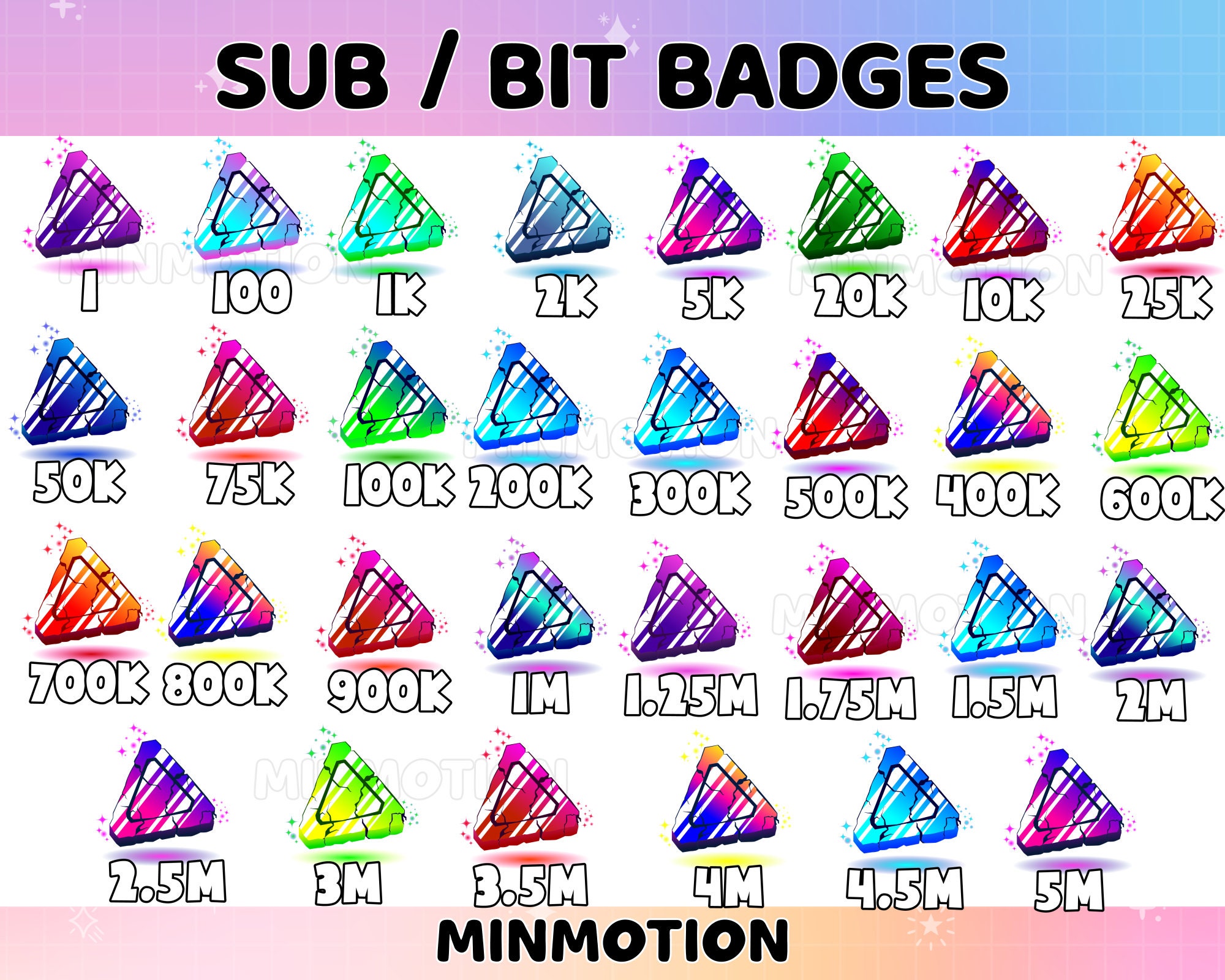 30x Triangle Stone Twitch Bit Badges / Diamond / Bit Tier Badges ...