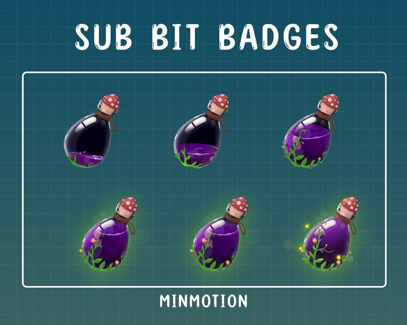 Purple Magic Potion Sub Badges / Mushroom Badges / Witch / Vial ...