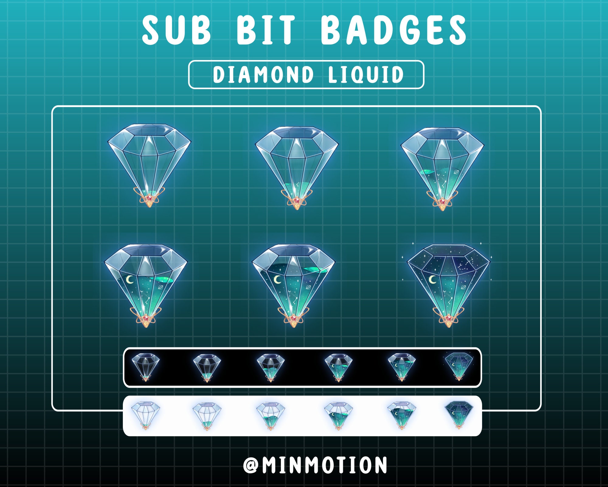 Twitch Sub Bit Badges / Diamond Liquid Badges for Streamer / - Etsy
