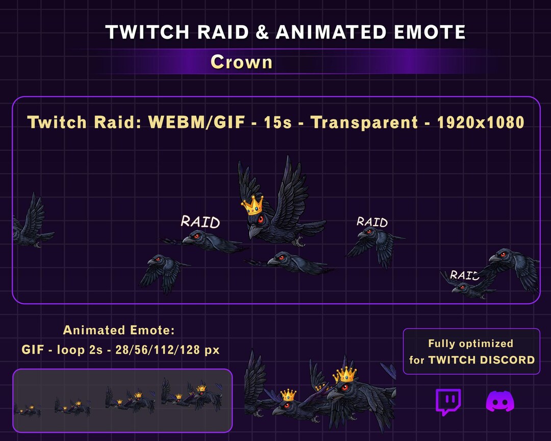 Animated Crown Twitch Raid Alert, Cute Crown Twitch Emote, Funny Twitch ...