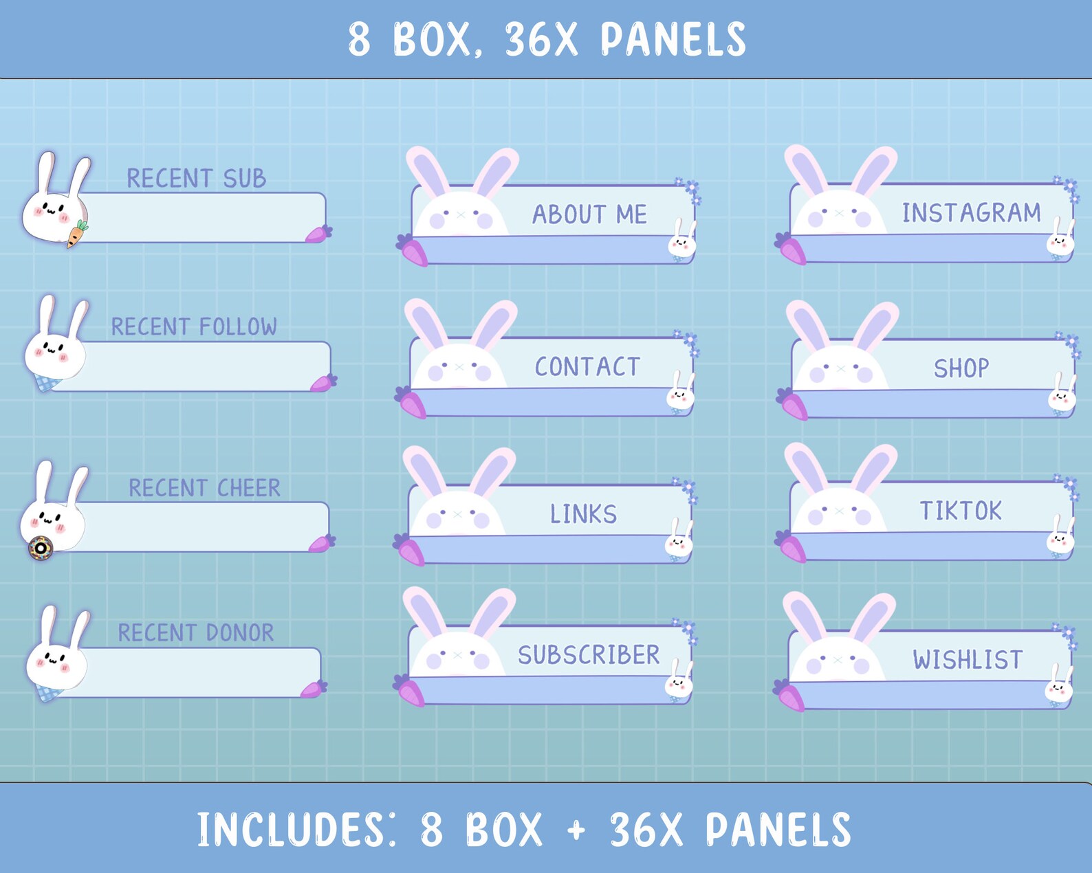 FULL ANIMATED Cute Rabbit Twitch Overlay Stream Package / - Etsy