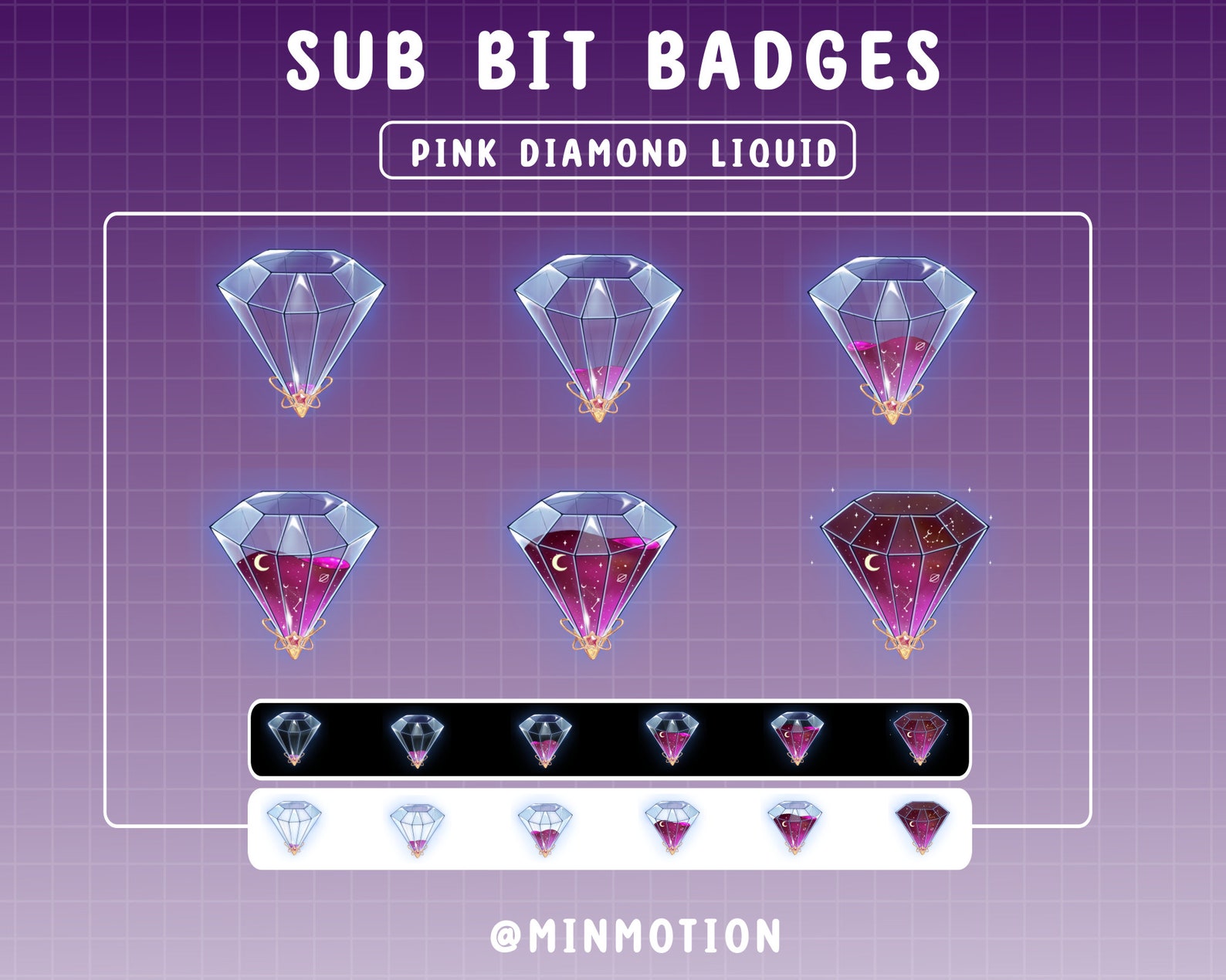 Twitch Sub Bit Badges / Diamond Pink Liquid Badges for - Etsy