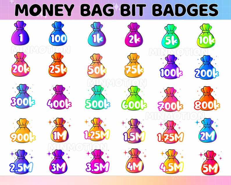 Money Bag Twitch Bit Badges / Money Badges / Bag Bit Badges / - Etsy