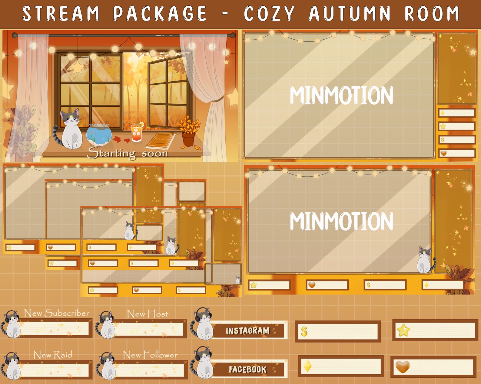 FULL ANIMATED Twitch Stream Package / Autumn Cozy Falls Season - Etsy
