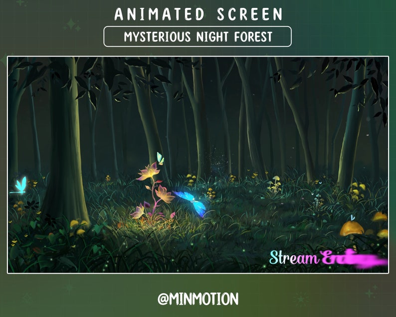 Animated Night Forest Twitch Stream Screen / Mesmerizing Night Forest ...