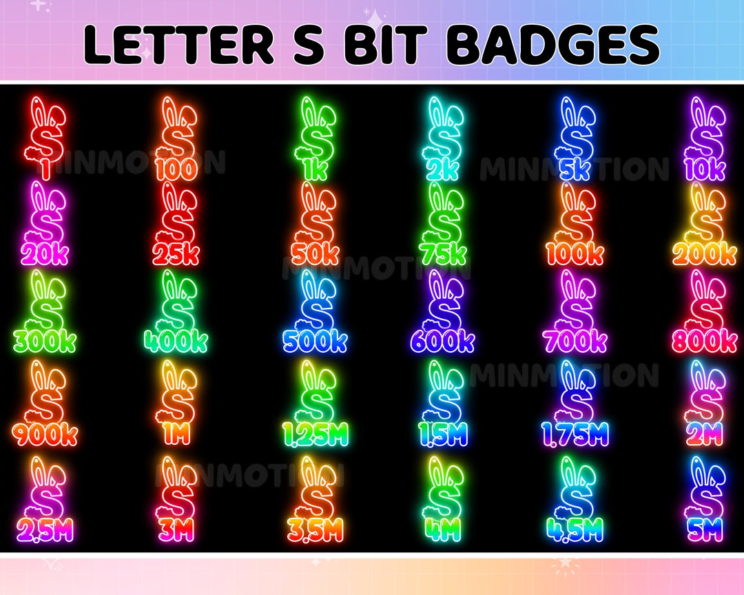 30x Letter S Bit Badges / Complete Twitch Bit Badges Set/ Twitch Tier ...