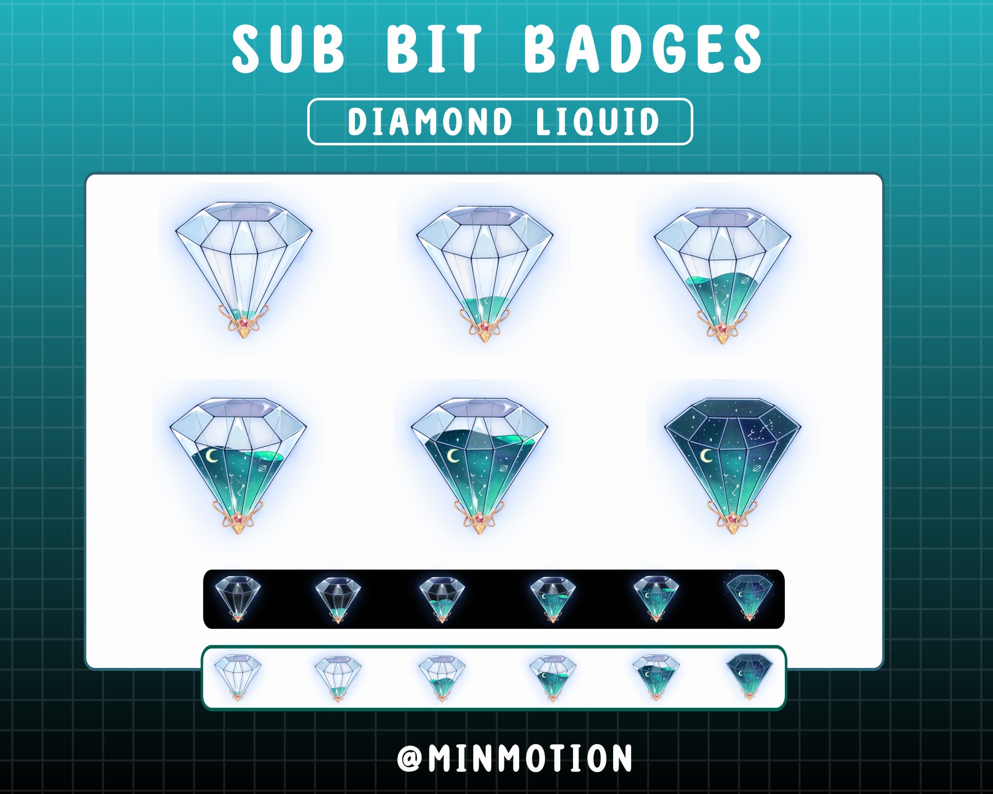 Twitch Sub Bit Badges / Diamond Liquid Badges for Streamer / - Etsy