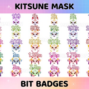 Kitsune Mask Twitch Bit Badges / Complete Twitch Bit Badges Set/ Twitch ...