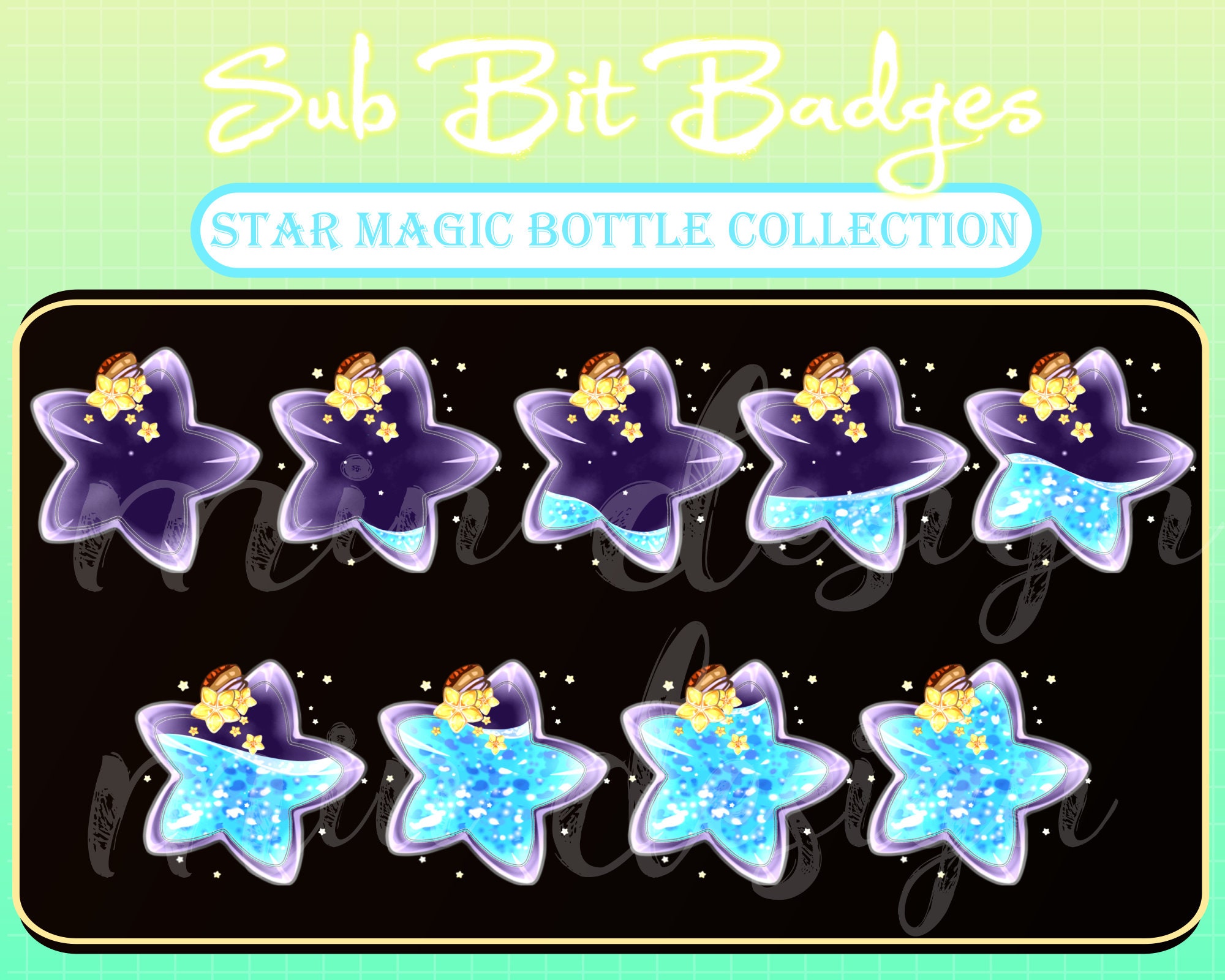 Blue Magic Star Bottle / Twitch Sub / Bit Badges / Kawaii / - Etsy