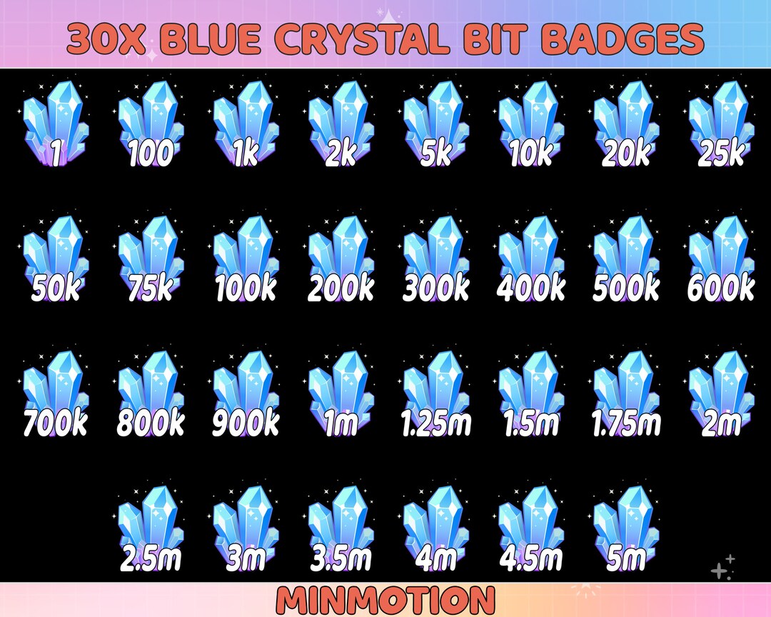30x Blue Crystal Gem Bit Badges / Complete Twitch Bit Badges Set ...