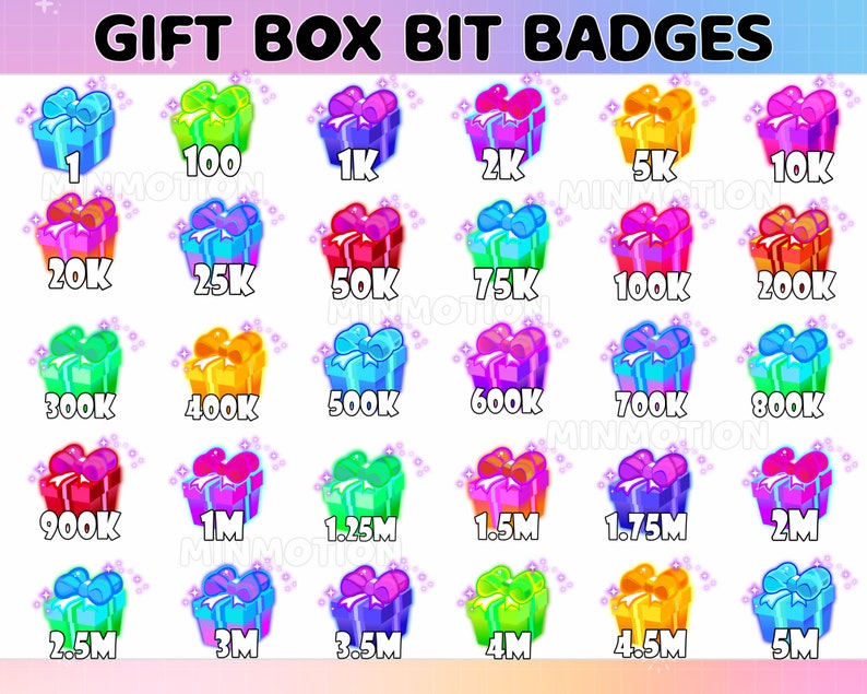 30x Gift Box Twitch Bit Badges / Complete Twitch Bit Badges - Etsy