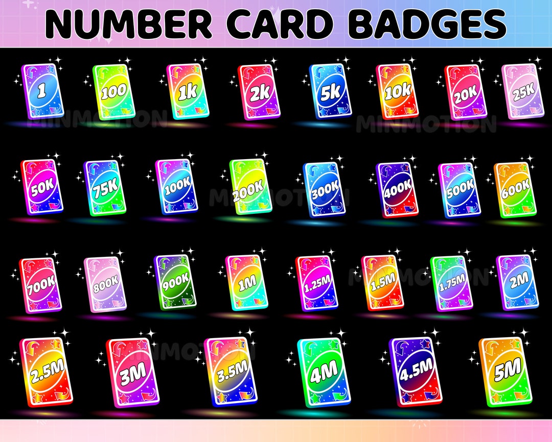 30x Number Card Bit Badges / Complete Twitch Bit Badges Set / Twitch ...
