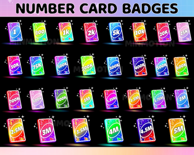 30x Number Card Bit Badges / Complete Twitch Bit Badges Set / - Etsy