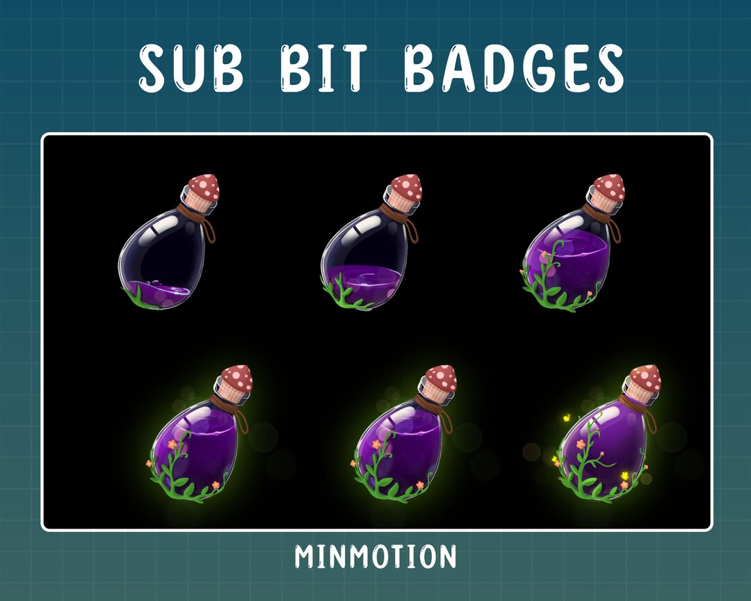Purple Magic Potion Sub Badges / Mushroom Badges / Witch / Vial ...