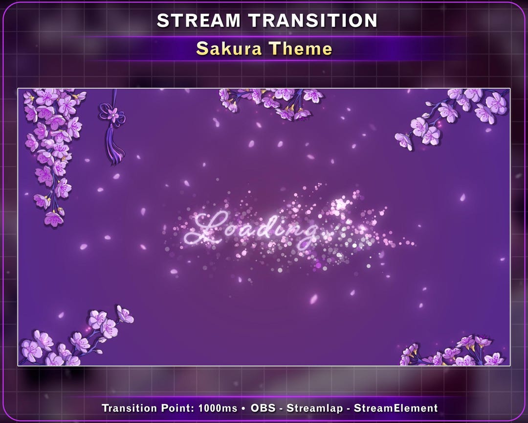 Animated Purple Sakura Stream Transition, Kawaii Cherry Blossom Twitch ...